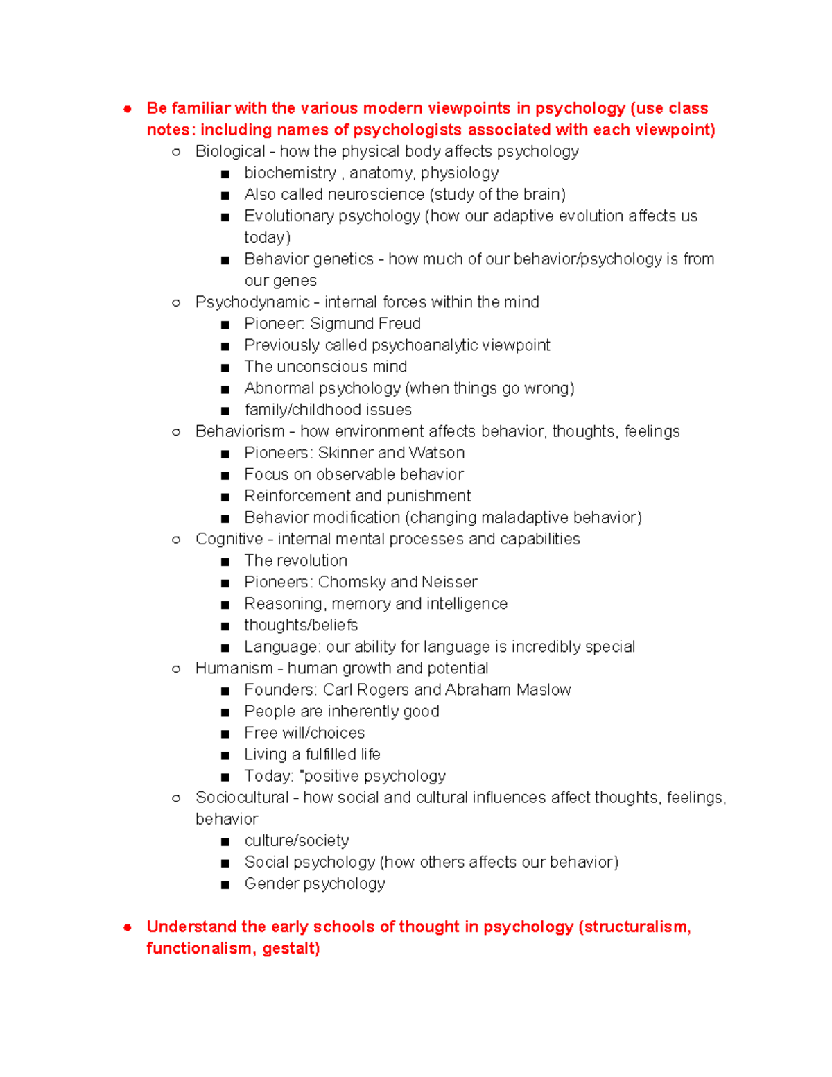 Modern Psychological Perspectives and Theories Overview (Psych 101 ...
