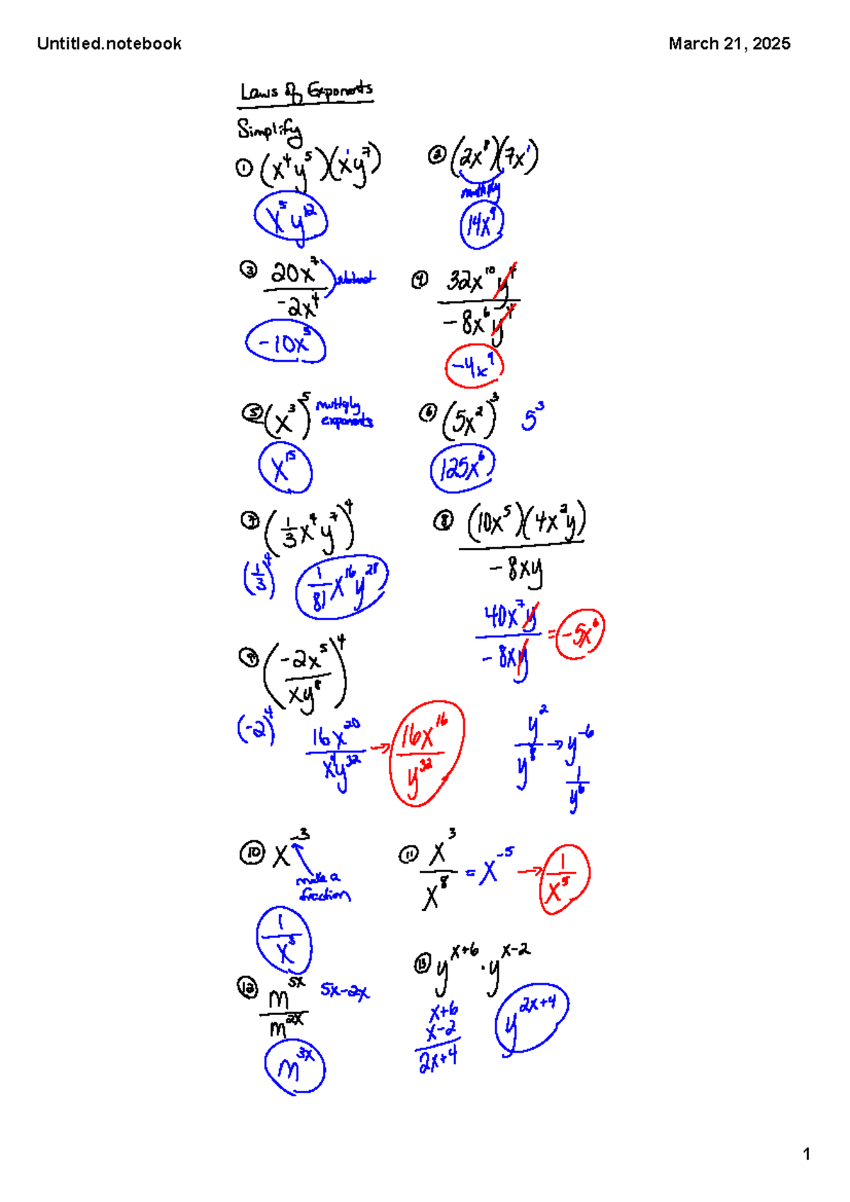 Math Notes: Laws of Exponents Simplification Techniques - Studocu