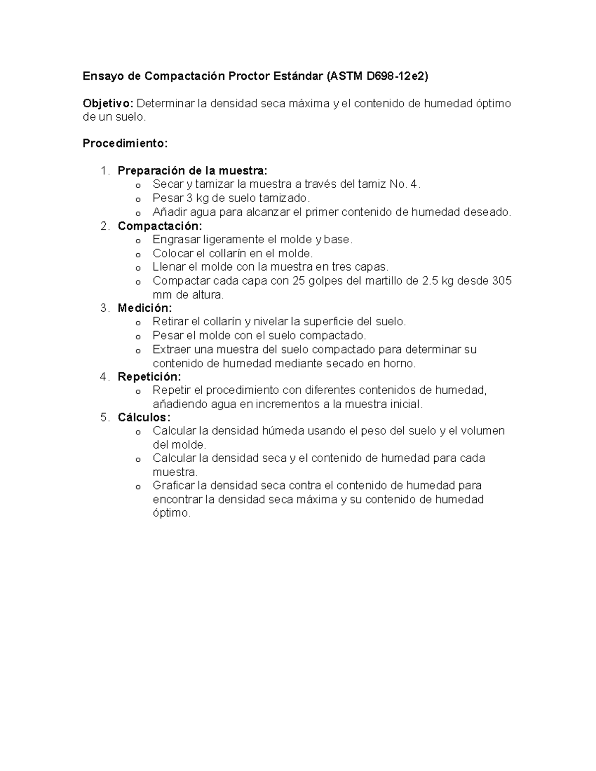 Ensayo de Compactación Proctor Estándar - ASTM D698-12e2 - Studocu