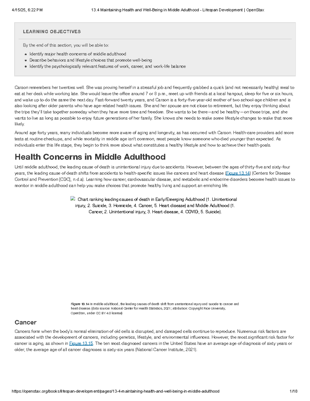 Maintaining Health and Well-Being in Middle Adulthood - PSY 230 - Studocu