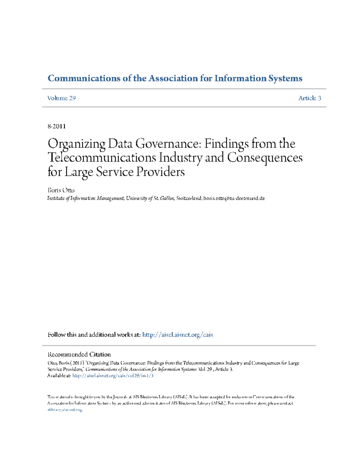 Data Governance in Telecommunications: Insights from BT & Deutsche ...