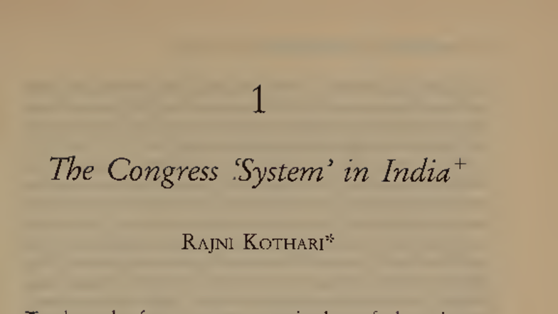 The Congress System in India: Dominance and Decline (POL 101) - Studocu