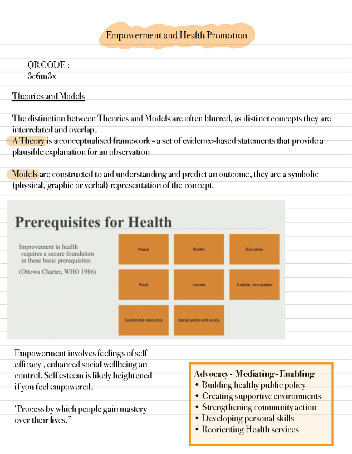 Facilitating Health And Wellbeing Notes - Empowerment and Health ...
