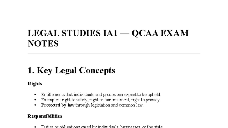 Legal Studies IA1 QCAA Exam Notes: Key Legal Concepts & Court Hierarchy ...