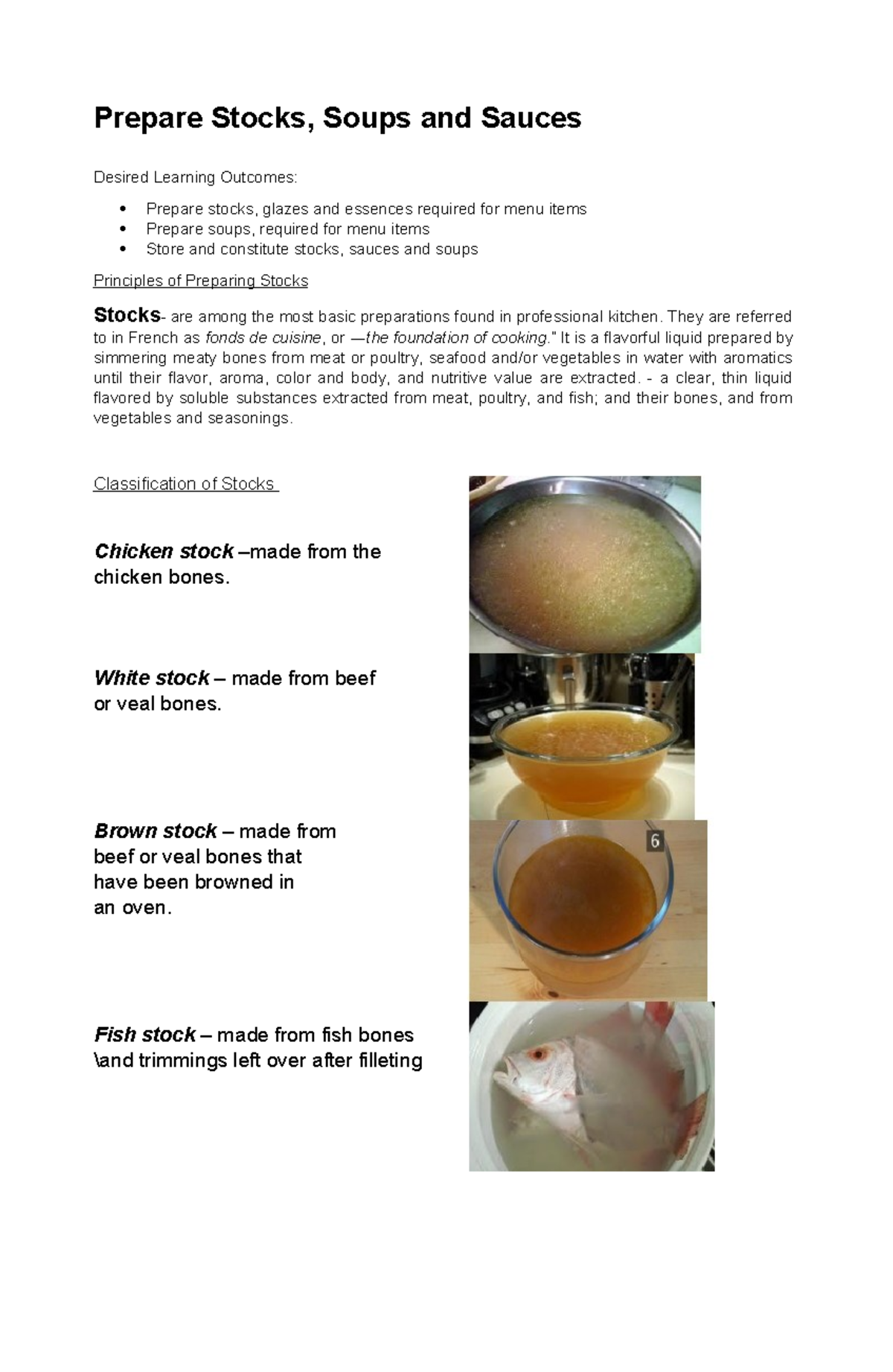 Prepare Stocks, Soups & Sauces: Culinary Techniques Module - Studocu