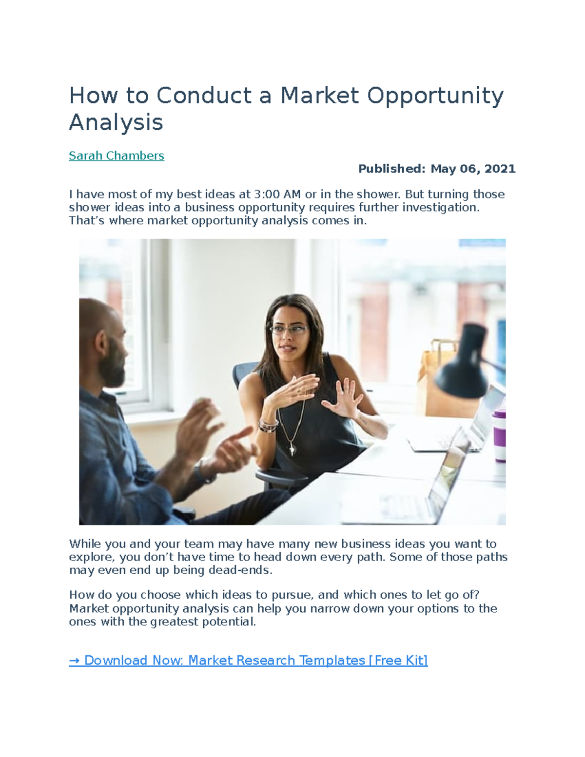 Conducting a Market Opportunity Analysis: A Comprehensive Guide - Studocu