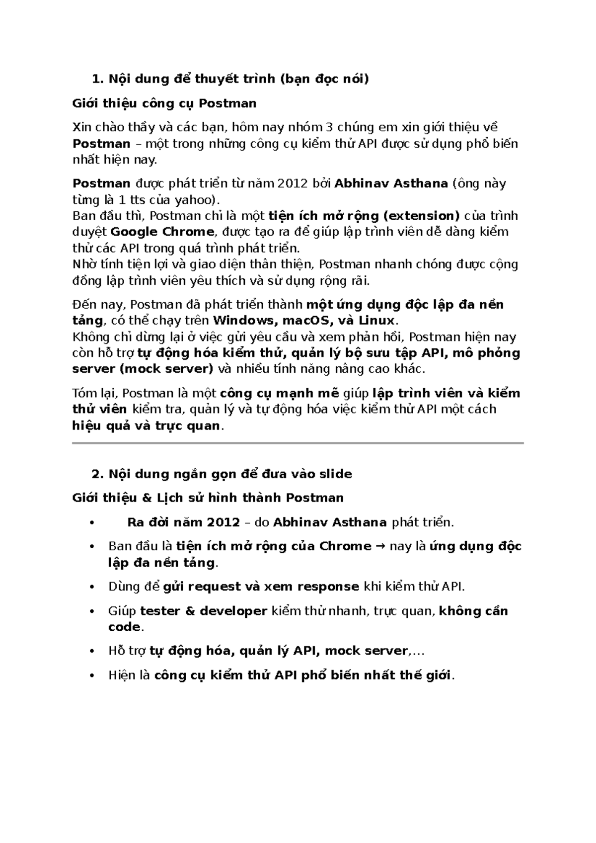 Giới thiệu Postman - Công cụ Kiểm Thử API (Nhóm 3) - Studocu