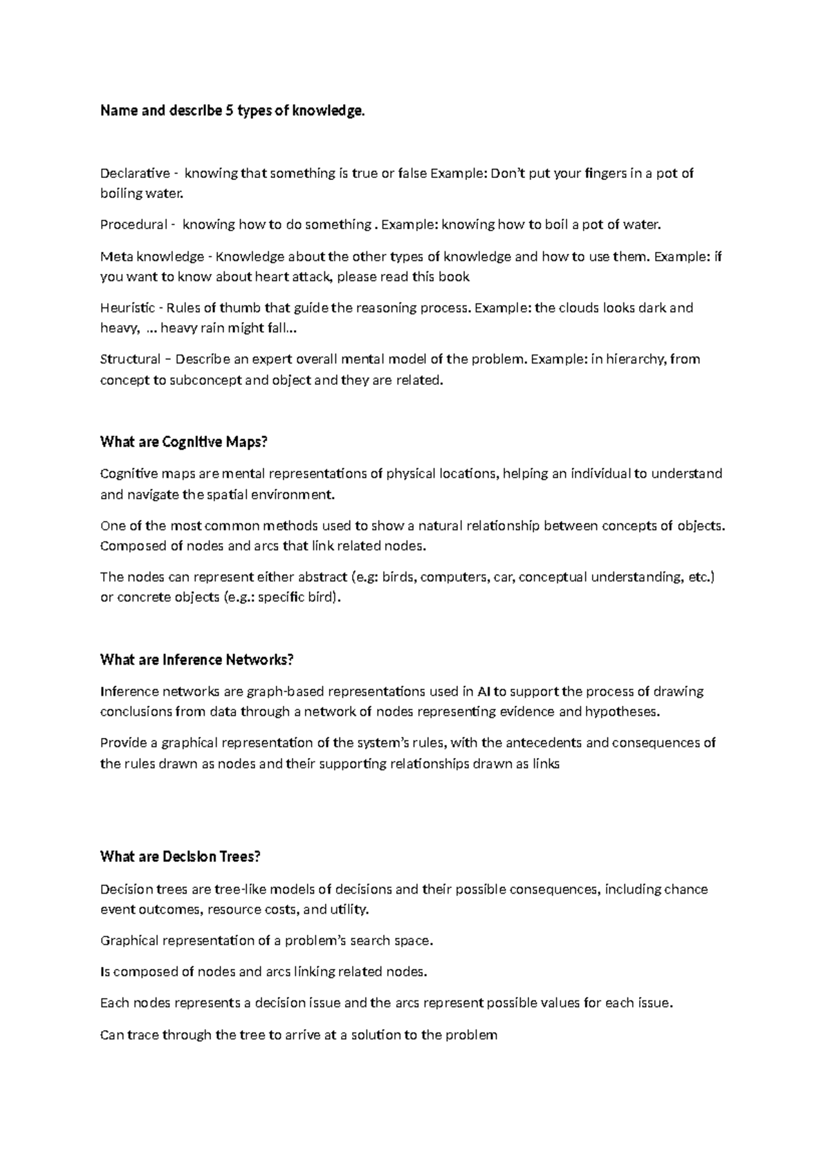 Week 4 Tutorial isp543 - Types of Knowledge and AI Representations - Studocu