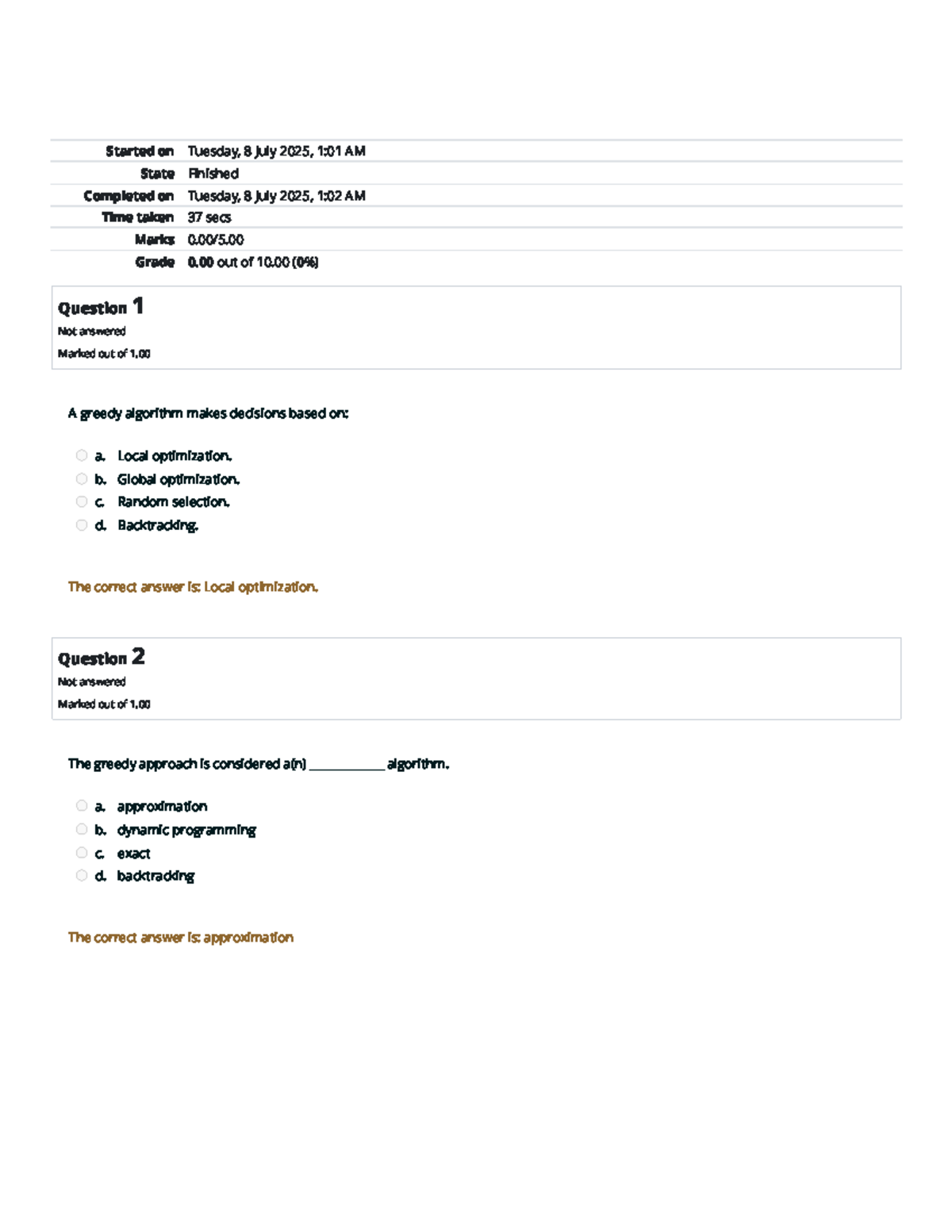 Self-Quiz Unit 3 Review: Greedy Algorithms Insights - Studocu