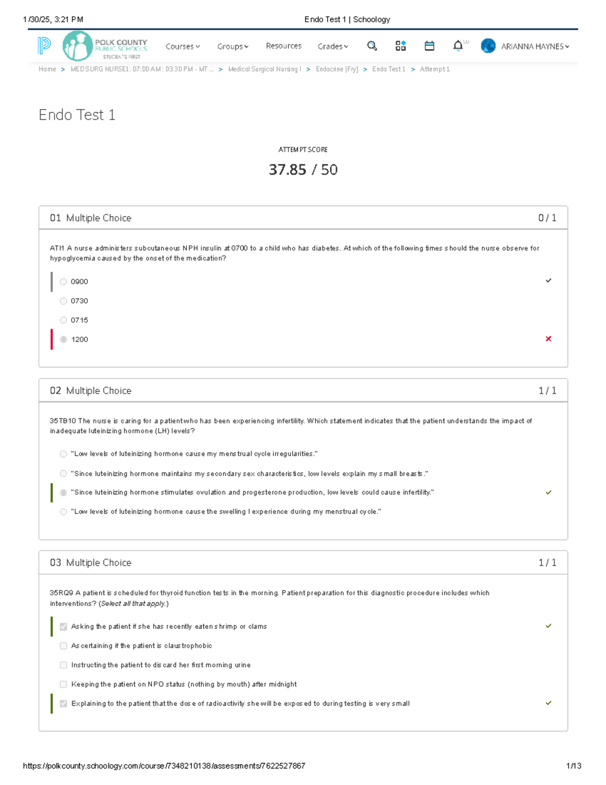 Endo Test 1 Schoology - LPN endocrine test 1, med surg chapter 35 ...