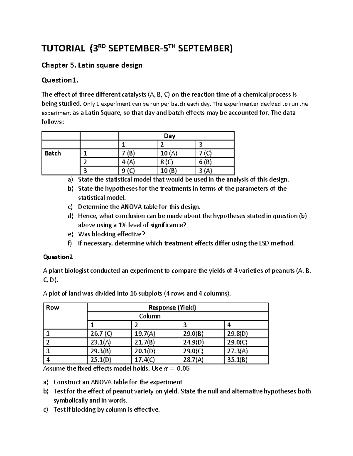 TUTORIAL (3RD SEPT) Chapter 5: Latin Square Design & ANOVA Practice ...