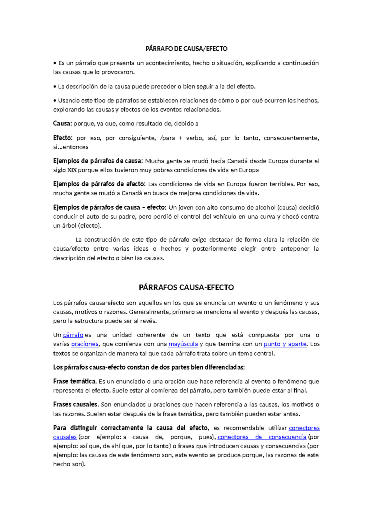 Párrafos de Causa y Efecto: Ejemplos y Estructura Esencial - Studocu