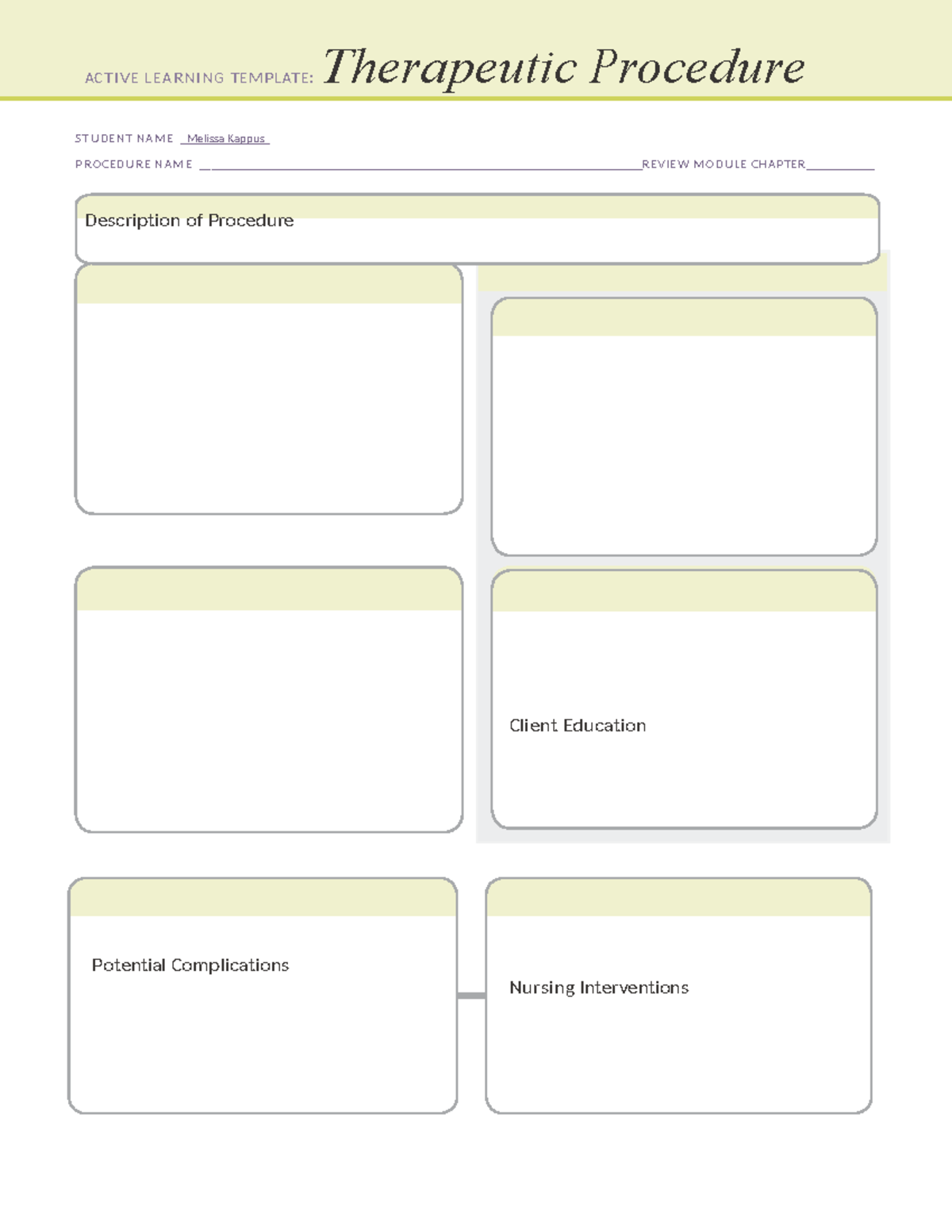 Therapeutic Procedure blank conv - NURS 487 - AC T I VE L E A RN I N G ...