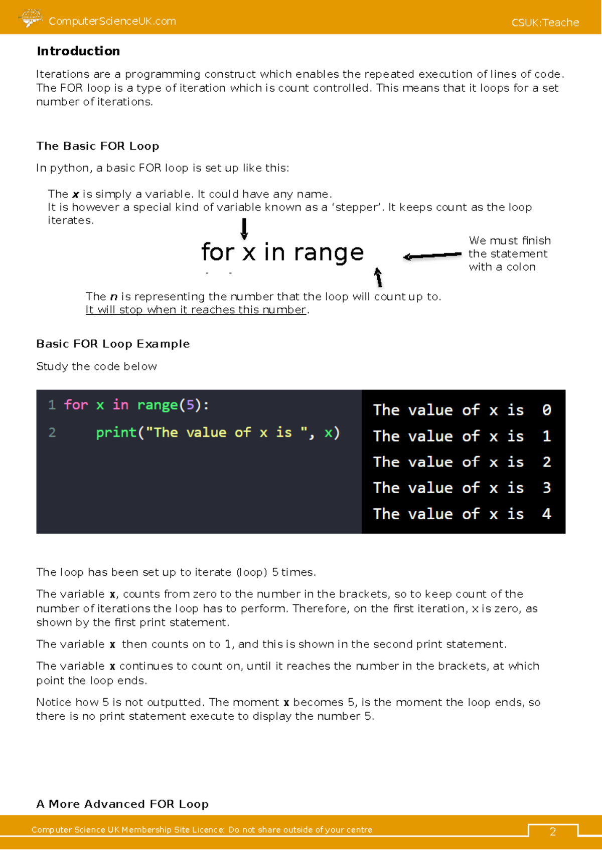CSUK: Teacher's Guide to Iteration in Python - FOR Loops Explained - Studocu