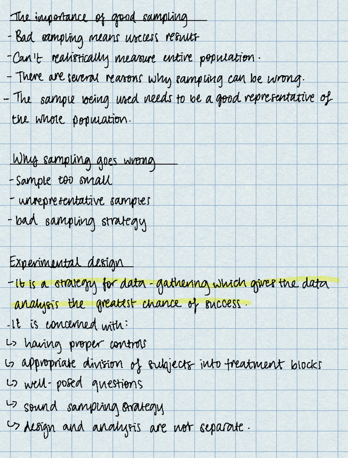Experimental design - notes - The importance of good sampling Bad ...
