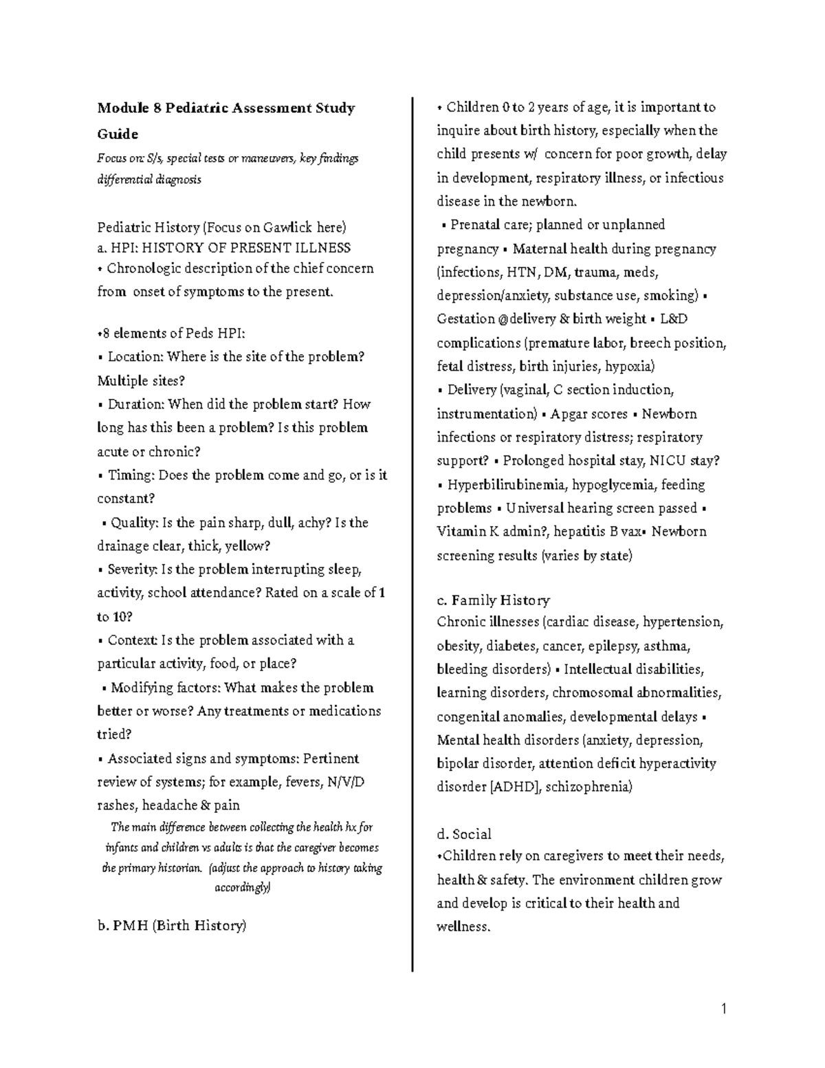 Exam 3 Module 8 Pediatric Assessment: Key Considerations for Children 0 ...