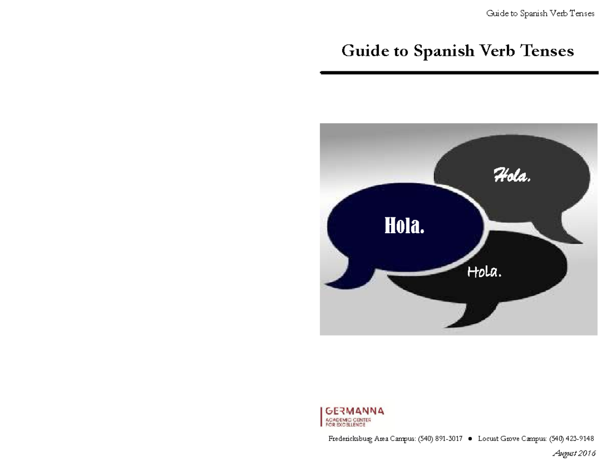 Spanish Verb Tenses Guide: A Comprehensive Overview - Studocu