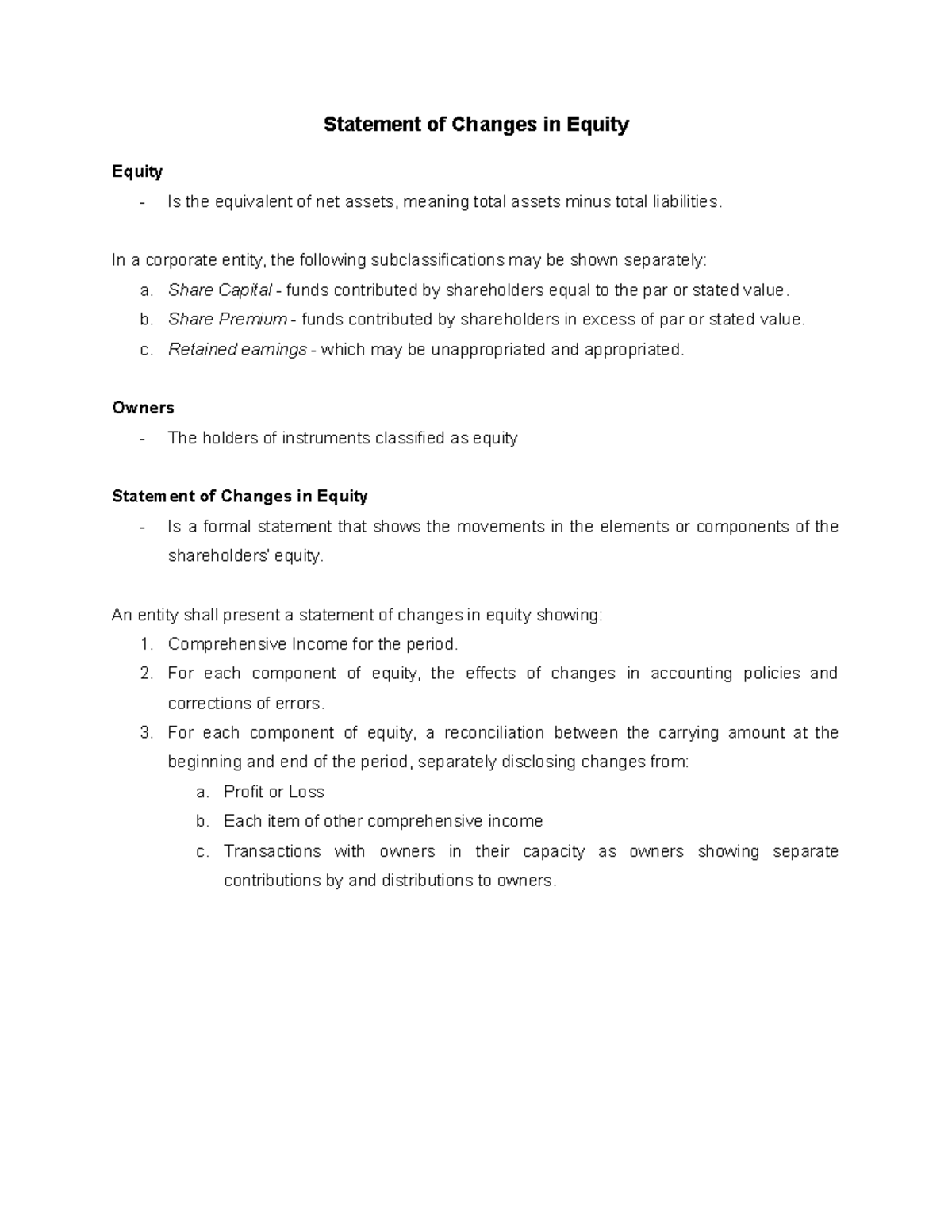 Statement of Changes in Equity: Comprehensive Overview of Equity ...
