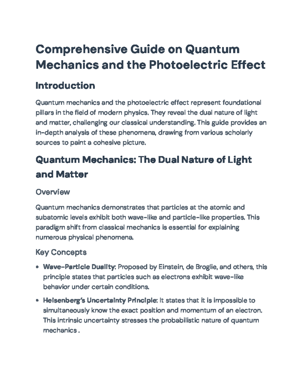 Comprehensive Guide to Quantum Mechanics and the Photoelectric Effect ...