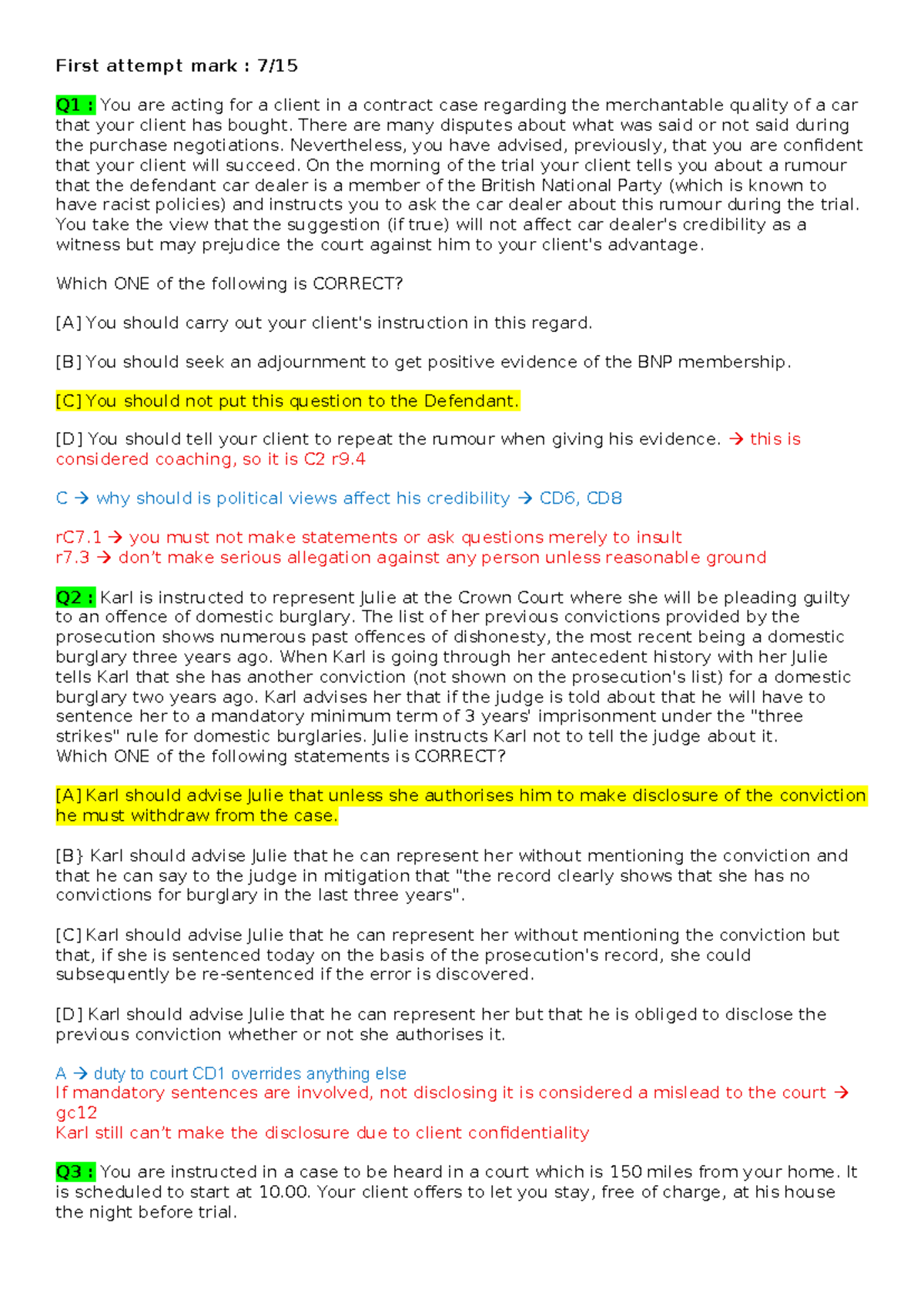 Ethics SGS 1: First Attempt Practice on Legal Representation Issues ...