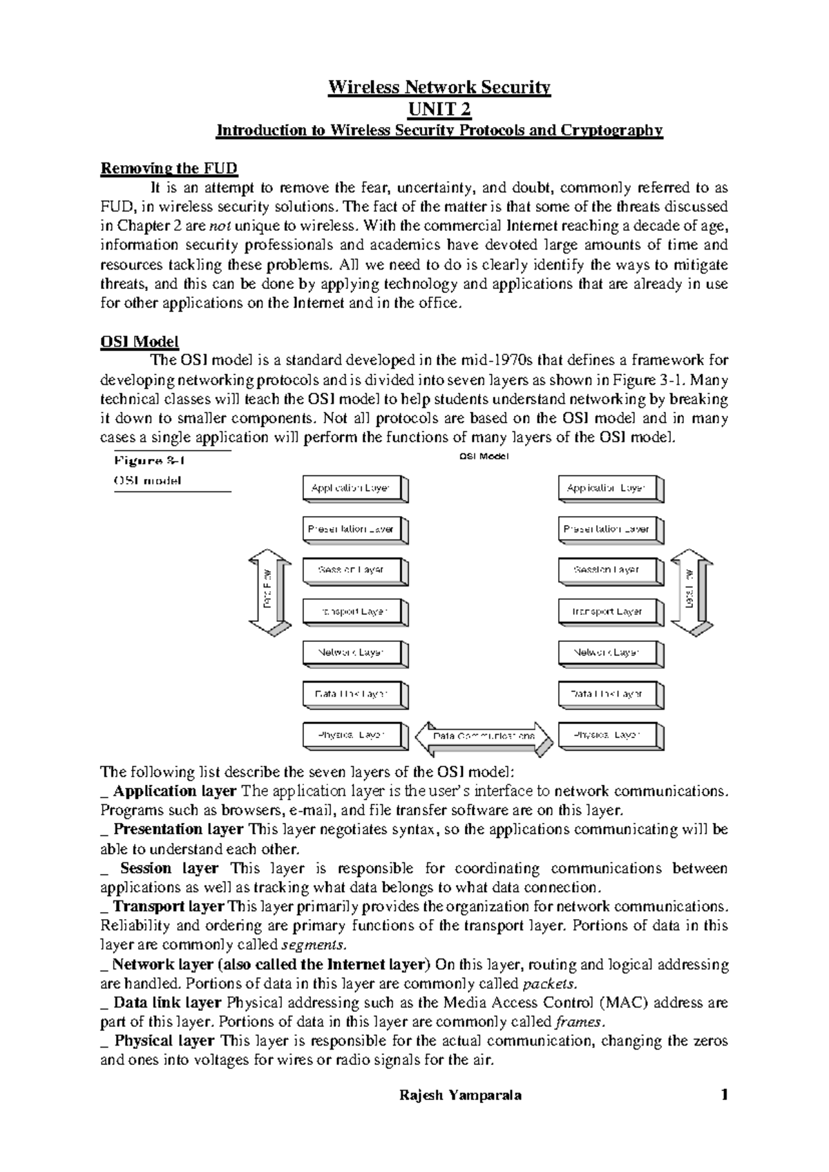 WNS Unit 2 - Introduction to Wireless Security Protocols and ...