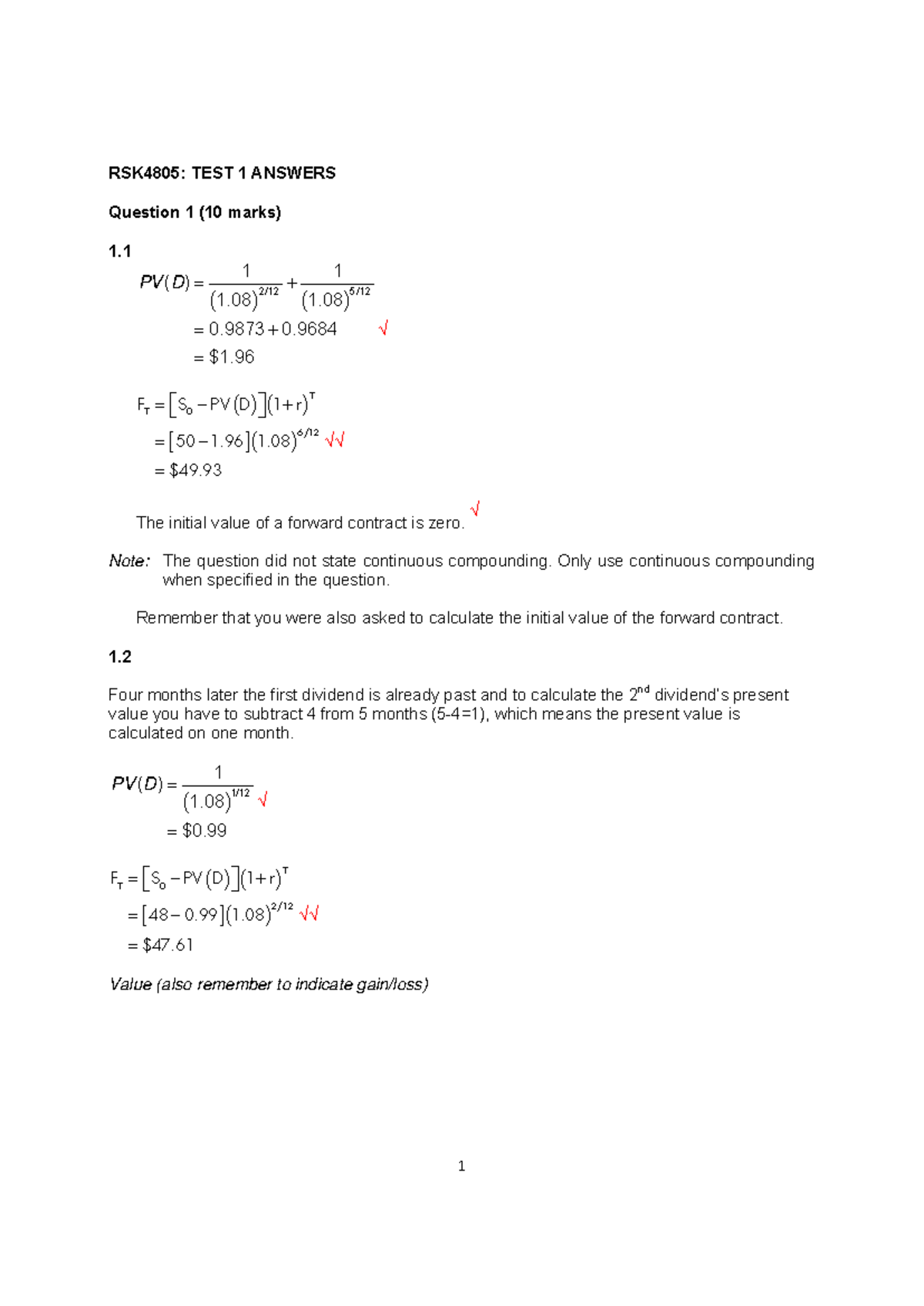 RSK4805: Test 1 Answers and Explanations - Studocu