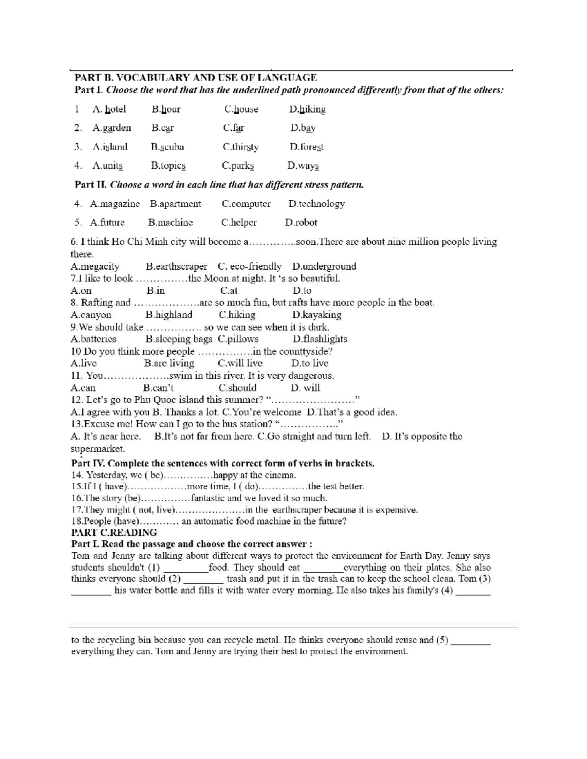 L6 - Vocabulary and Language Use Practice Exercises - Studocu