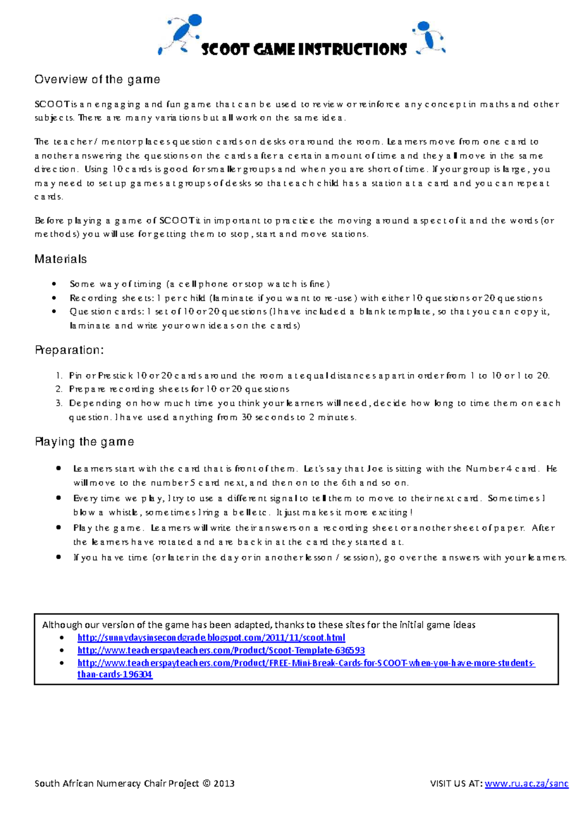 SCOOT Game Instructions & Cards for Engaging Math Review - Studocu
