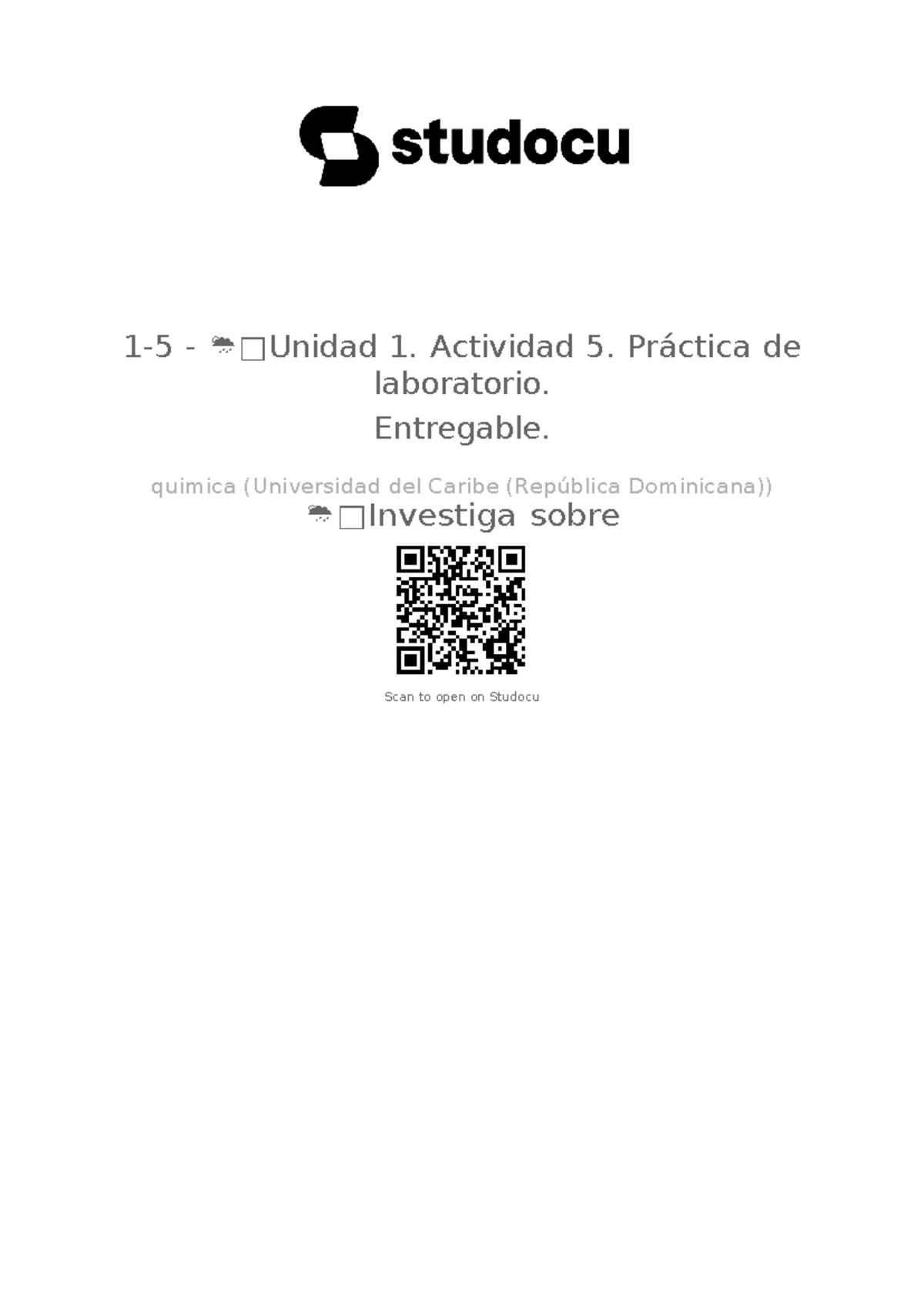 Unidad 1 - Actividad 5: Práctica de Laboratorio en Química - Studocu