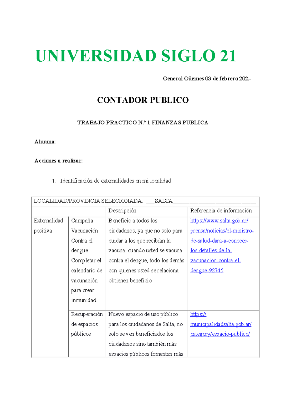 Trabajo Práctico N.º 1 - Finanzas Públicas - Contador Público - Studocu
