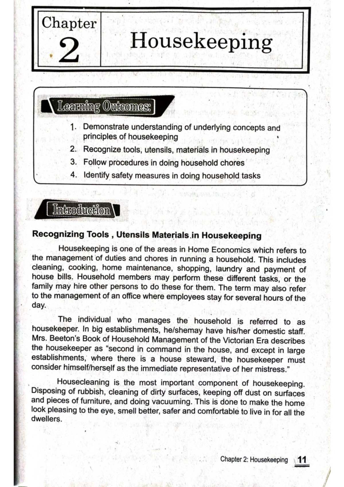 Chapter 2: Housekeeping Principles and Safety Measures in Home ...