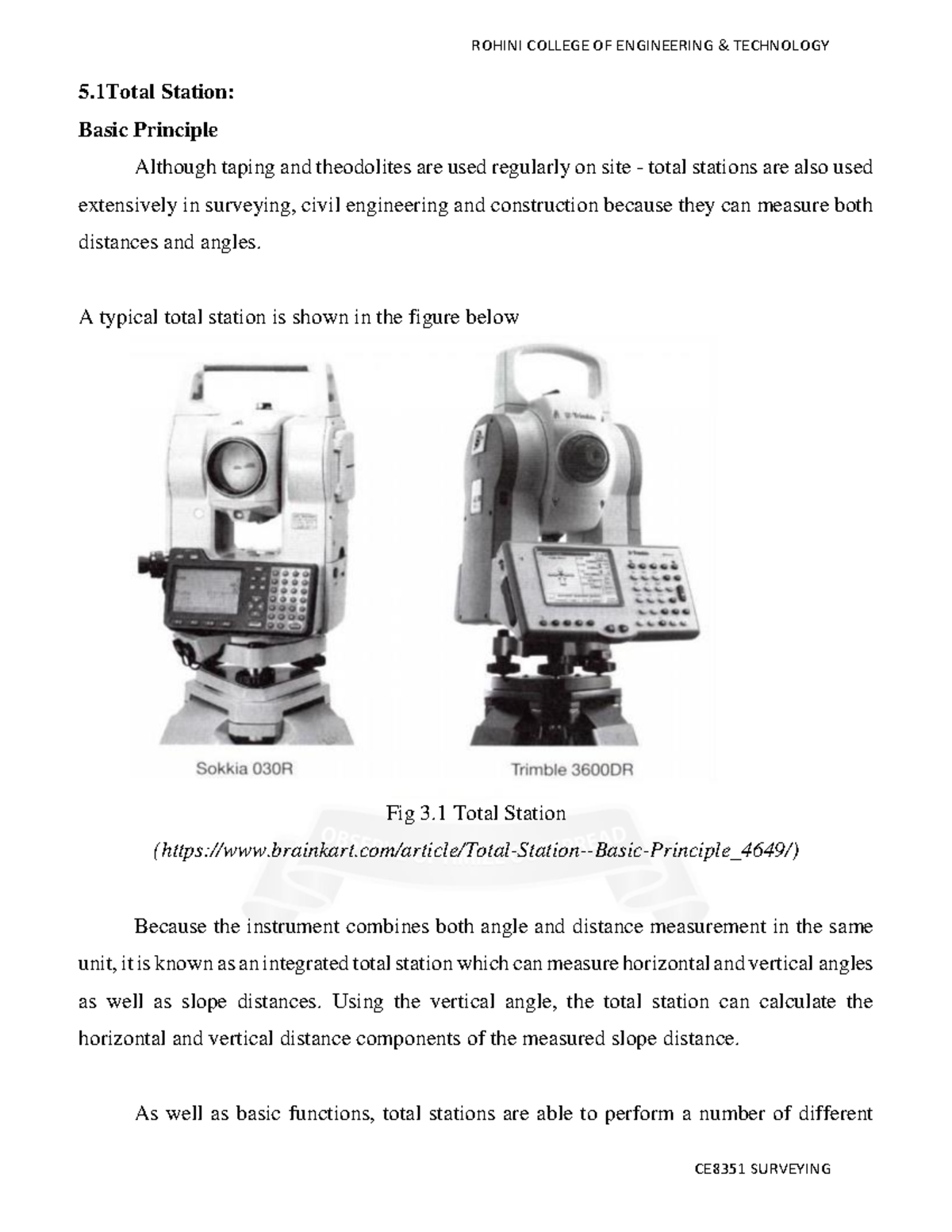 Totalstation - Basics of total station - 5 Station: Basic Principle ...