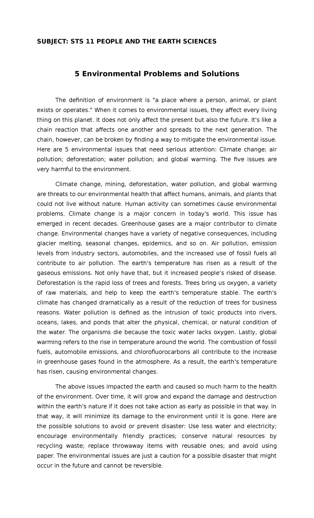 5 Environmental Problems and Solutions - " When it comes to environmental issues, they affect ...