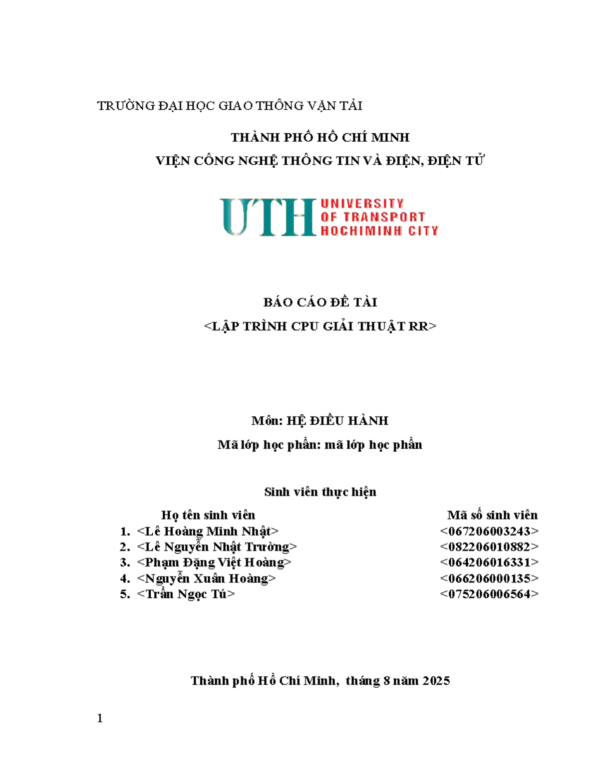 Giải Thuật Round Robin trong Hệ Điều Hành - Mã HP: HĐH - Studocu