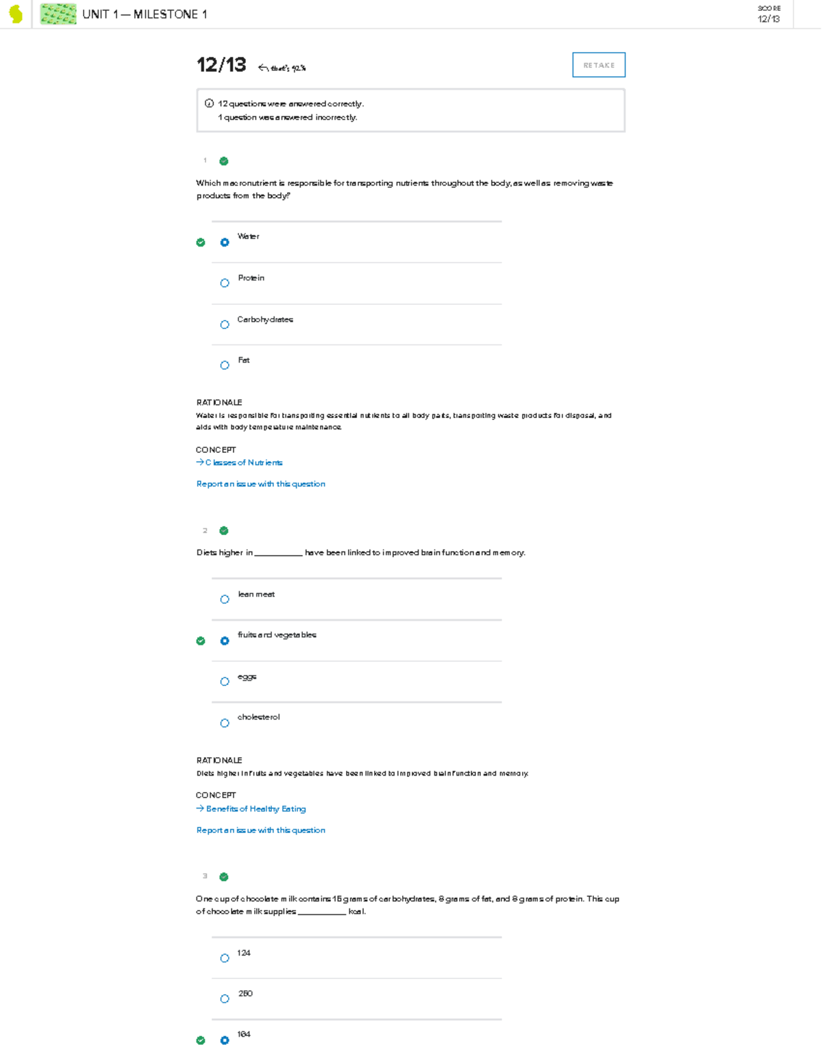 Milestone 1-12 out of 13 correct - 1 CONCEPT → Classes of Nutrients 2 ...