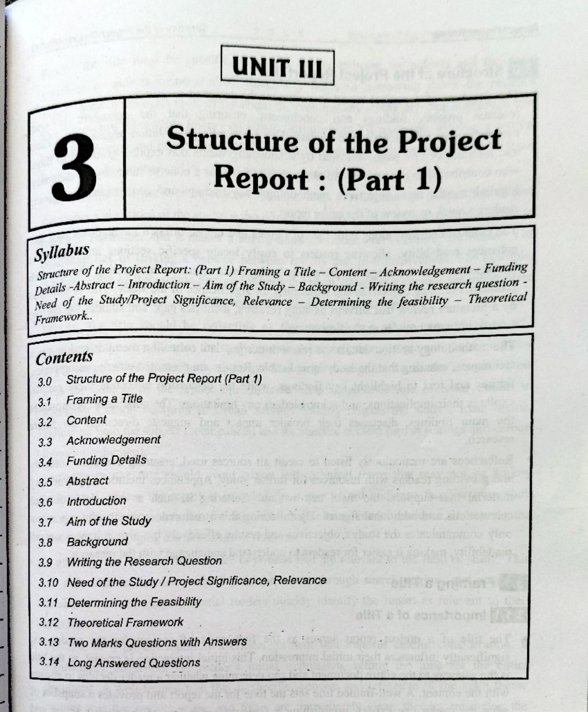 PRW unit 3 - prw unit 3 - UNIT 3 Structure of the Project Report ...