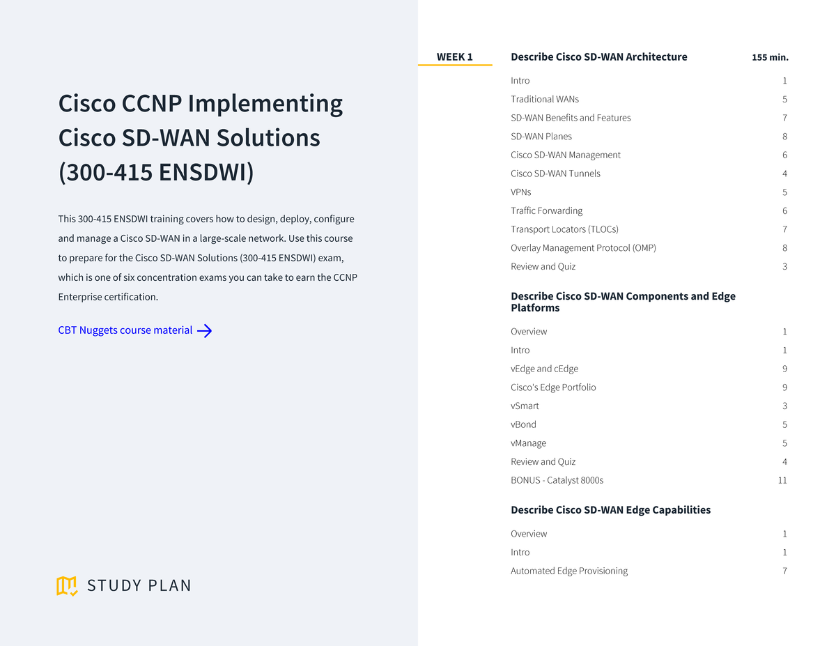 WEEK 1 Cisco CCNP ENSDWI: Implementing Cisco Solutions Overview - Studocu