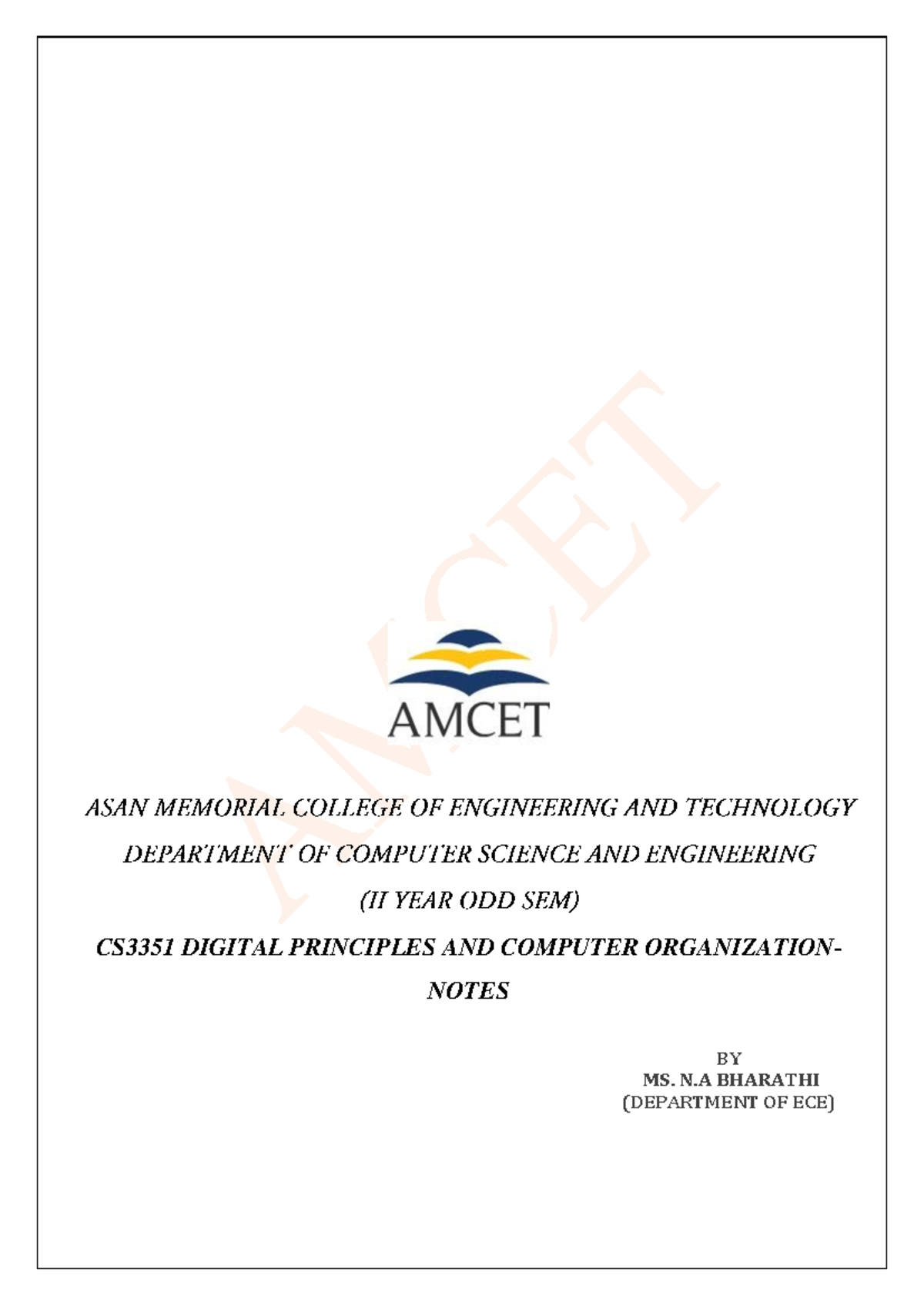 CS3351 Combinational Logic Notes - Digital Principles & Computer Org ...