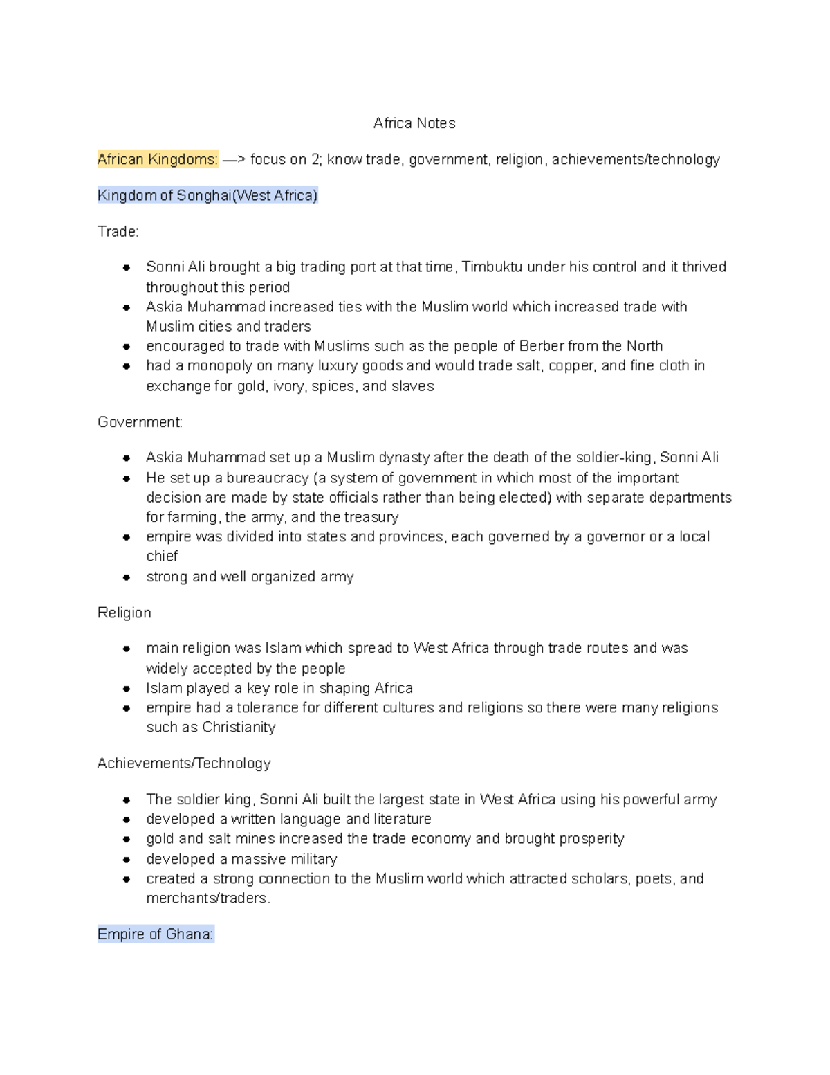 AFR 101: Comprehensive Notes on African Kingdoms and Colonization - Studocu