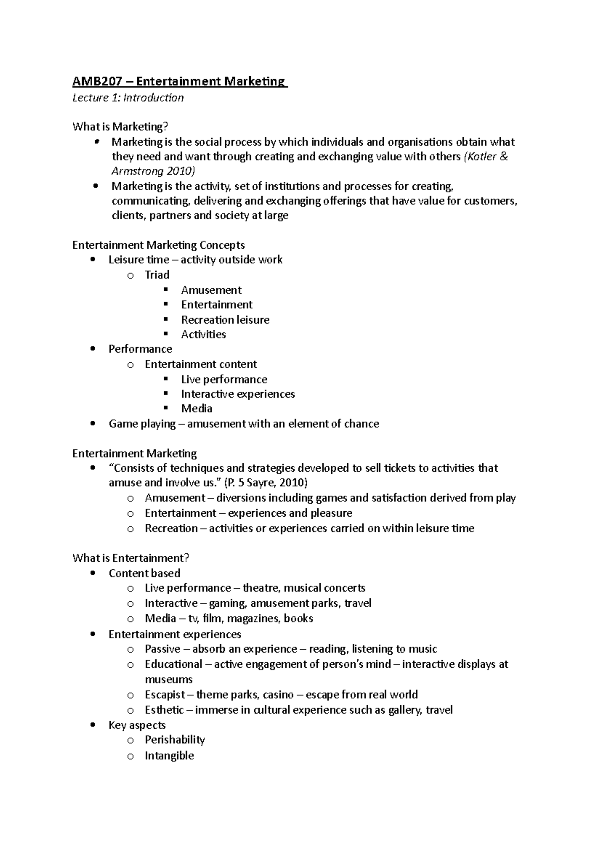 AMB207 – Entertainment Marketing - AMB207 – Entertainment Marketing ...