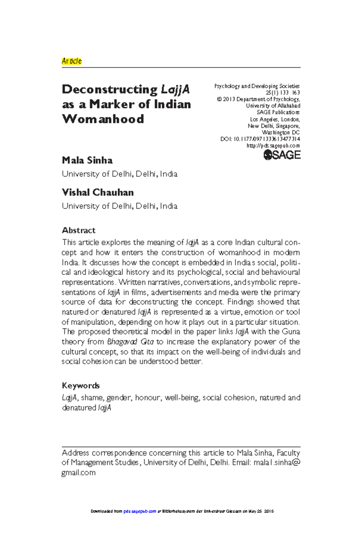 Deconstructing LajjA: Understanding Its Role in Indian Womanhood (PSY ...