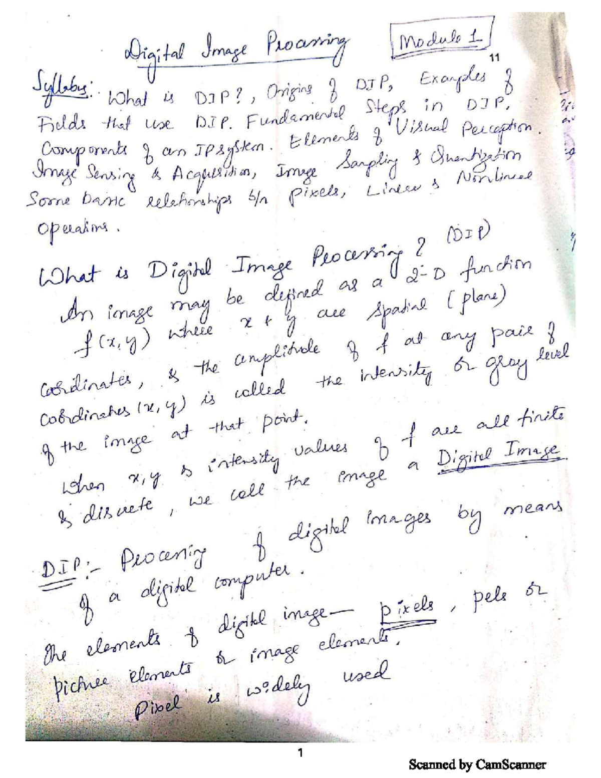 DIP 11: Image Processing Notes - Fundamentals and Applications - Studocu