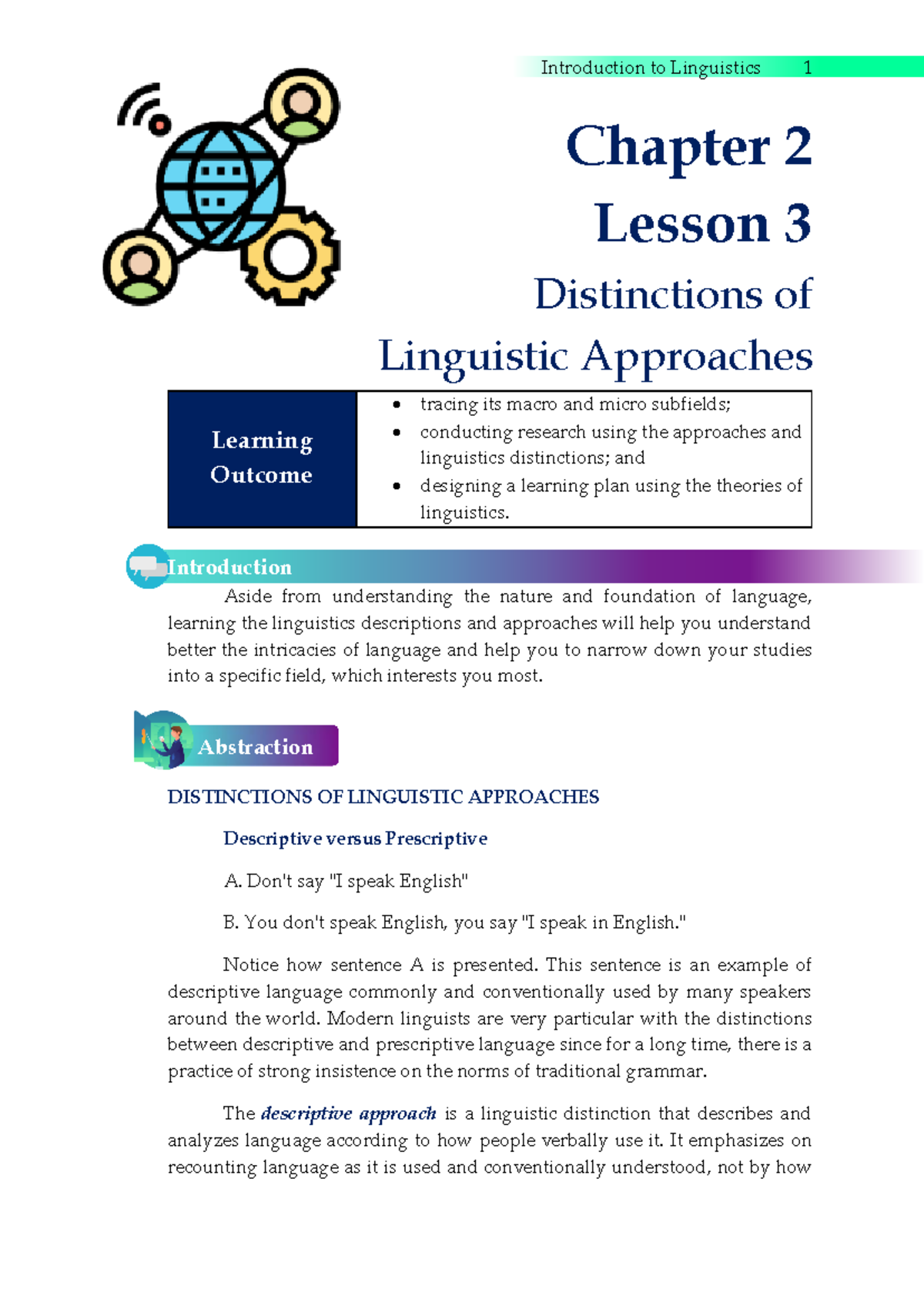 Chapter 2 Lesson 3 Linguistic Approaches: Descriptive vs. Prescriptive ...