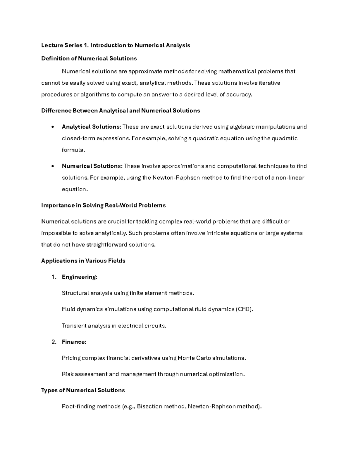 NUMSOL 101: Lecture Notes on Numerical Solutions and SCILAB Basics ...