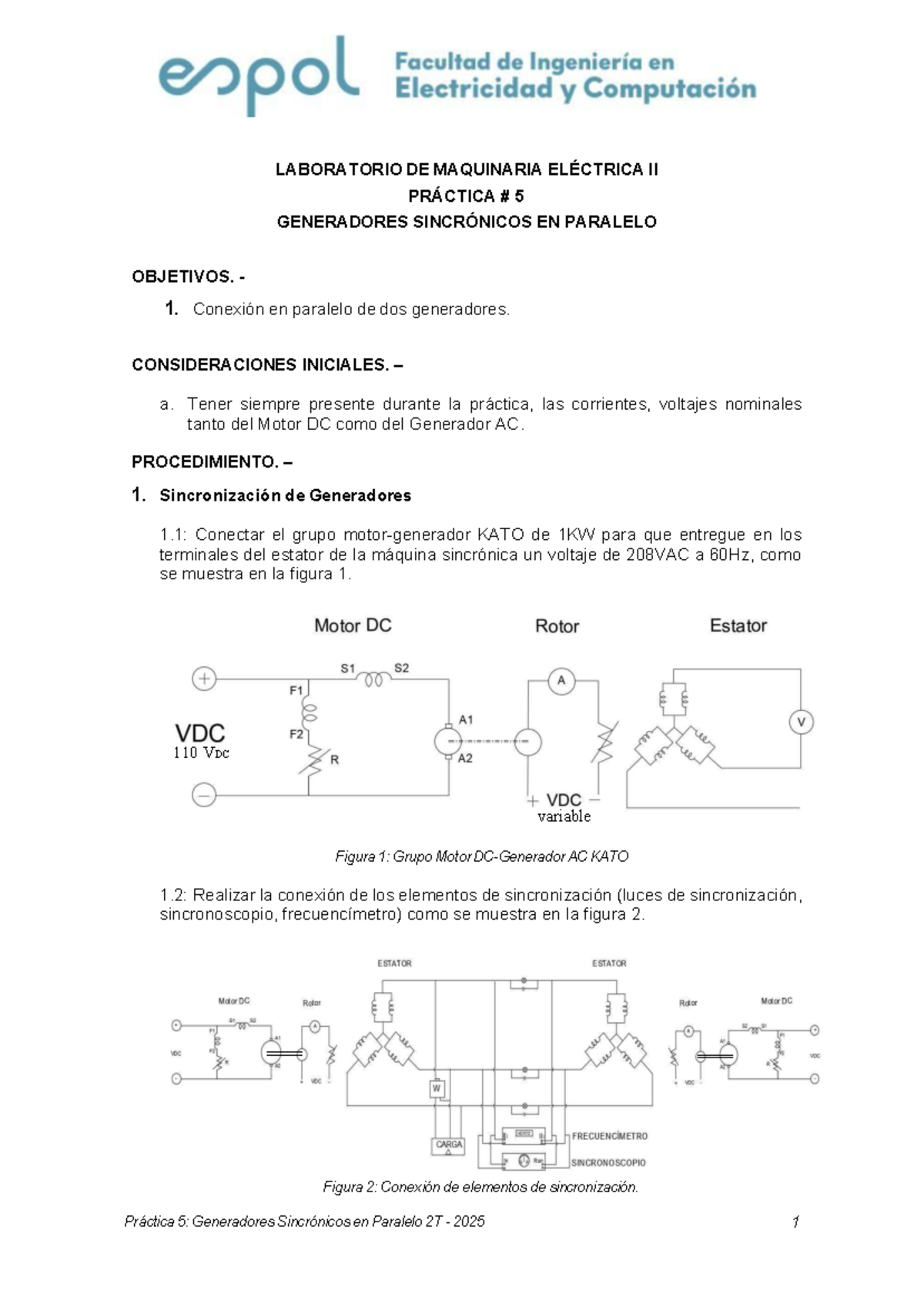 Práctica 5: Generadores Sincrónicos en Paralelo - Lab. Maquinaria ...