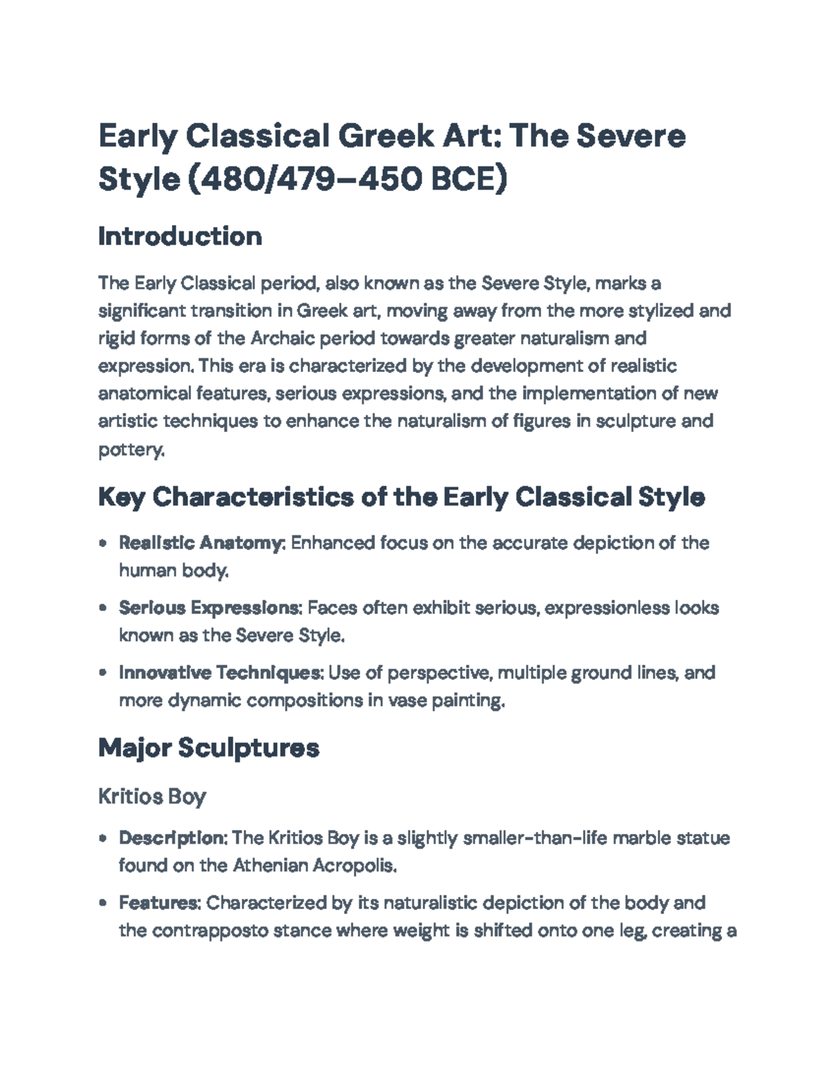 Early Classical Greek Art: Key Features and Notable Works (ART 101 ...