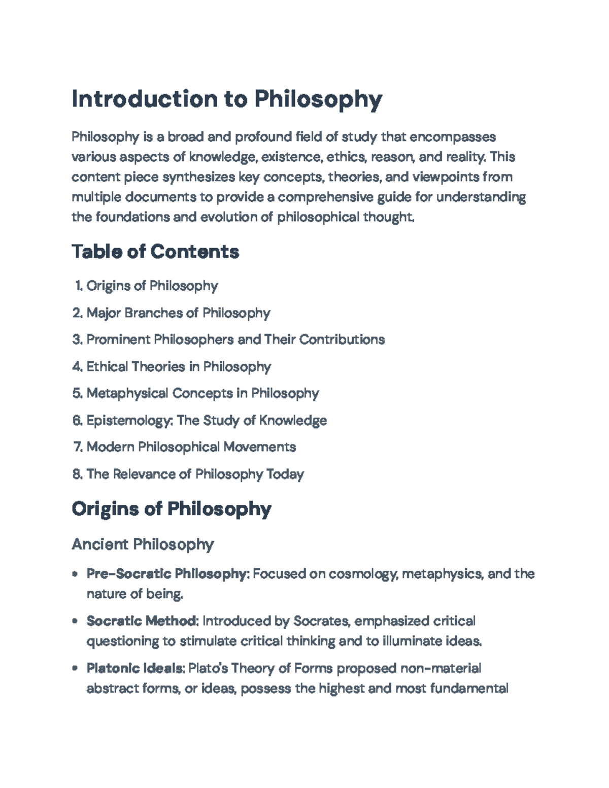 Comprehensive Guide to Philosophy: Key Concepts and Theories ...