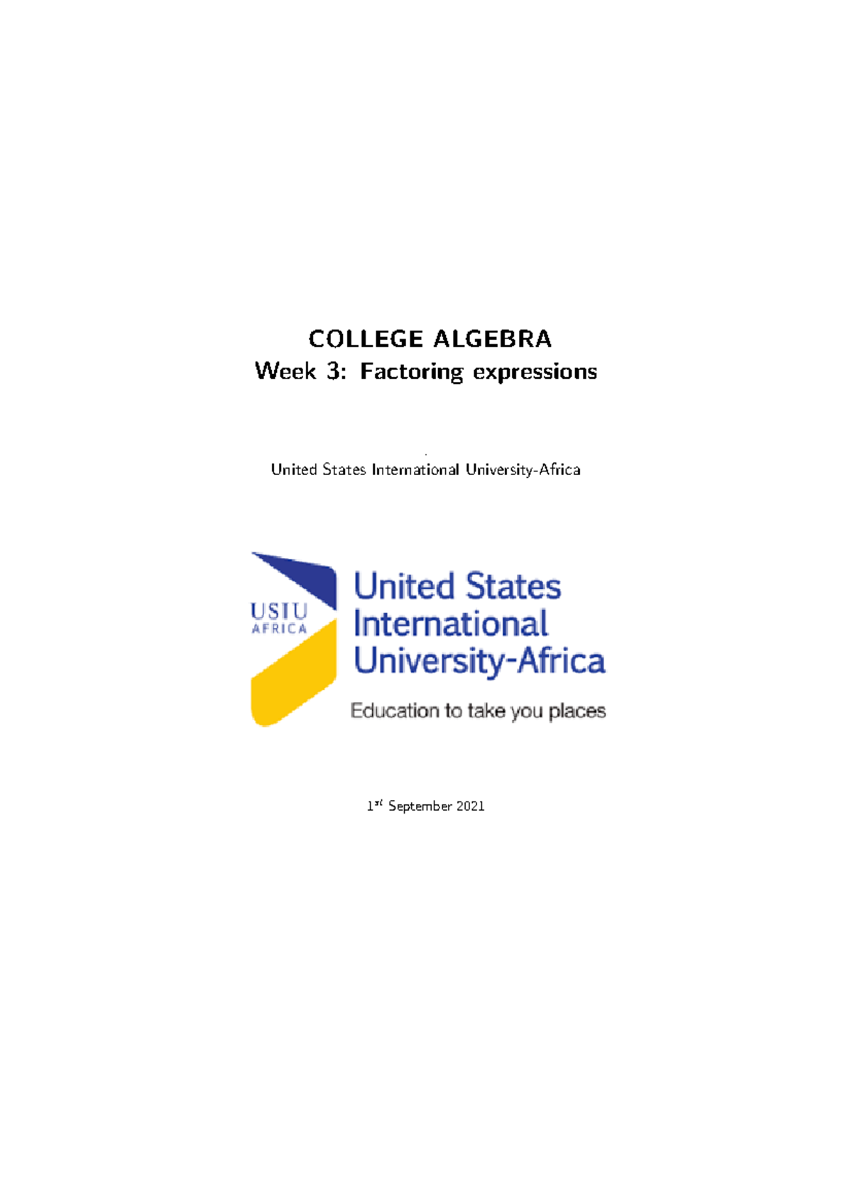 COLLEGE ALGEBRA Week 3: Summary of Factoring Expressions - Studocu