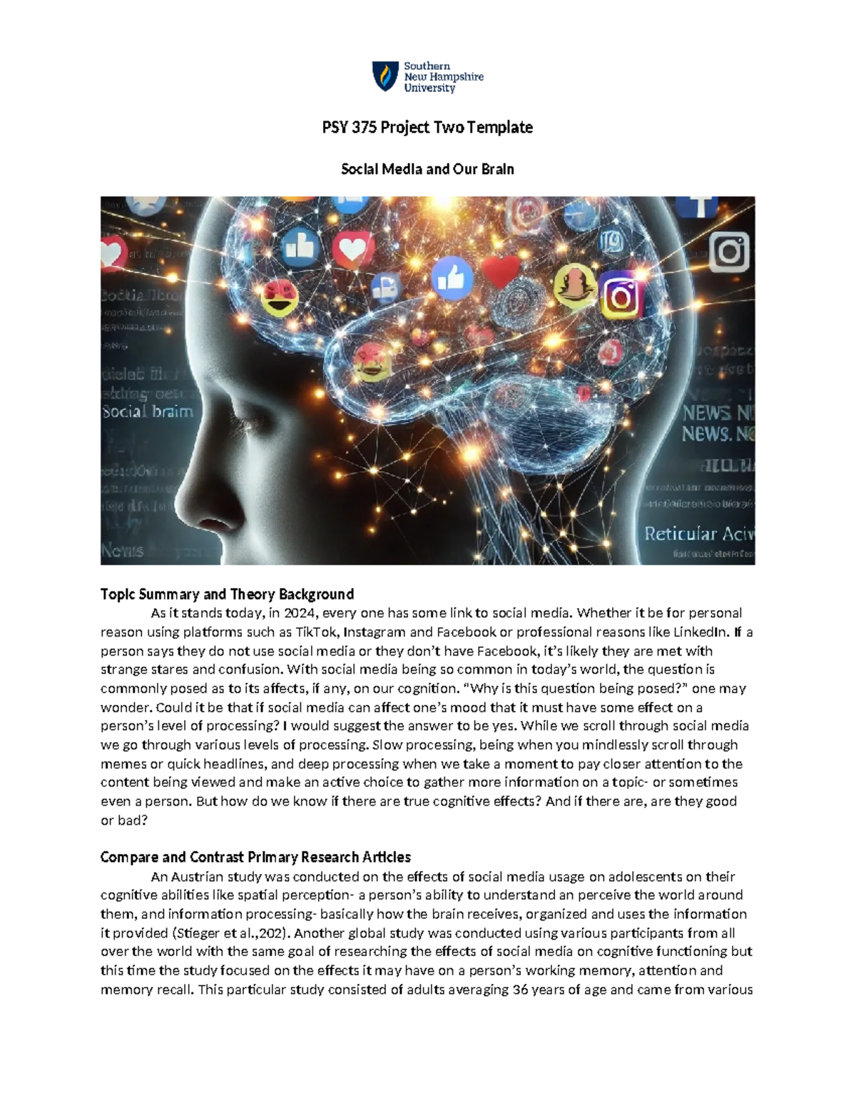 PSY 375 Project Two Template - PSY 375 Project Two Template Social ...
