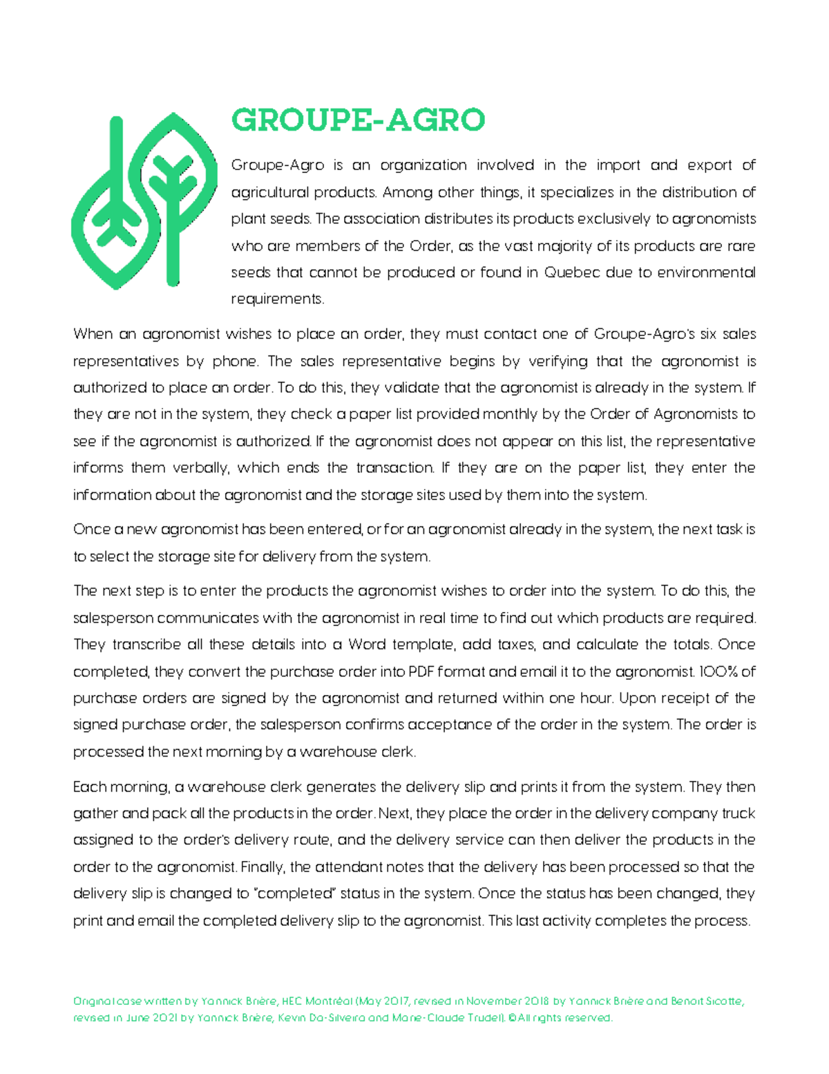 Groupe-Agro Case Study - Import/Export of Agricultural Products - Studocu